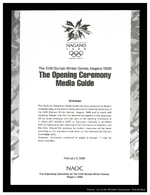 Fillable Online 999 The Opening Ceremony Media Guide Fax Email Print ...
