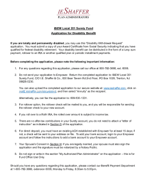 Fillable Online IBEW Local 351 Surety Fund Application for Disability ...