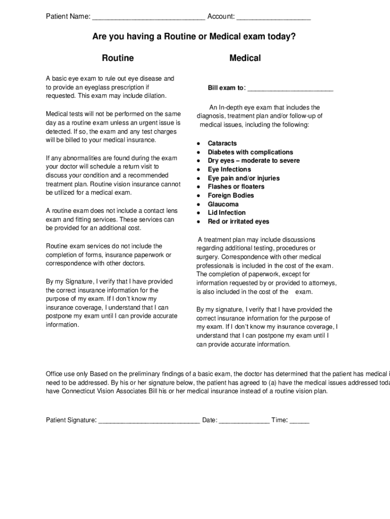 Fillable Online Routine vs. Medical Eye ExamsWhat's the Difference? Fax ...