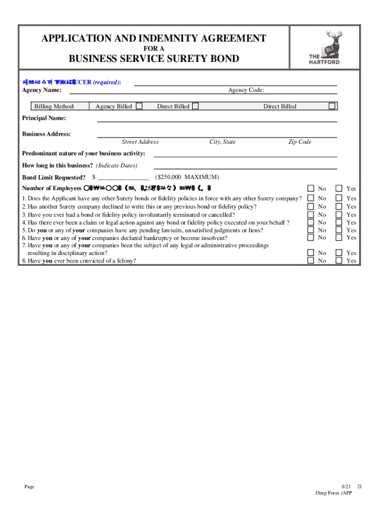 Fillable Online Public Official Bond - Commercial Surety Application ...