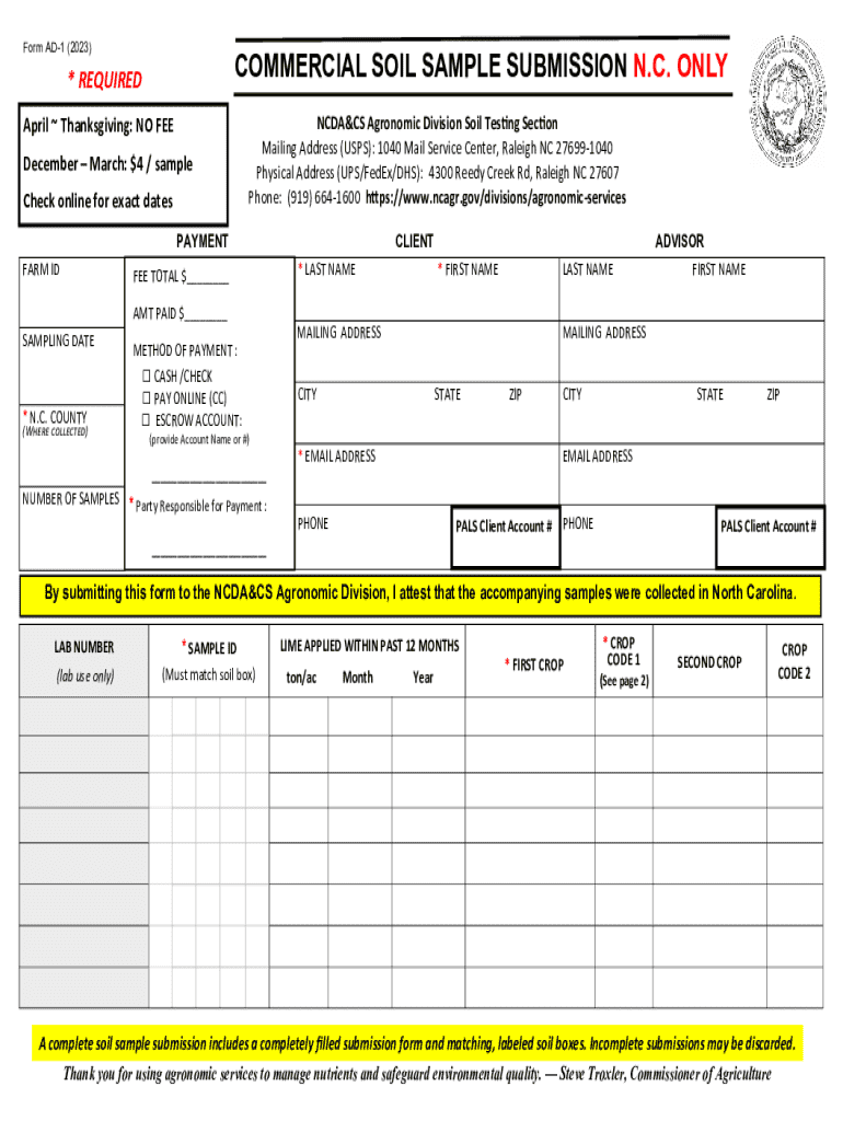 Fillable Online Submit Soil Samples before December 1 for Free Testing ...