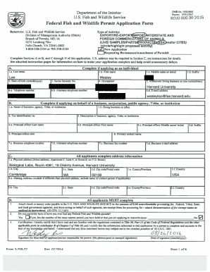 Fillable Online Federal Fish and Wildlife Permit Application Form No ...