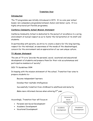 Fillable Online Transition Year Programme Statement For approval Fax ...