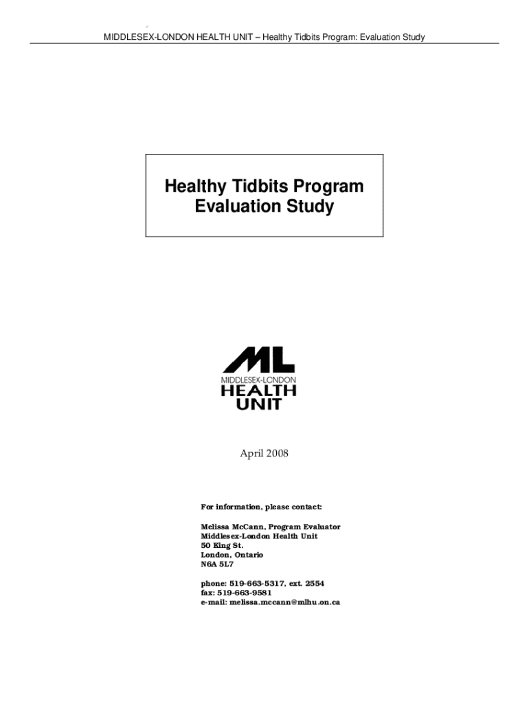 Fillable Online Healthy Tidbits Program Evaluation Study - London ...