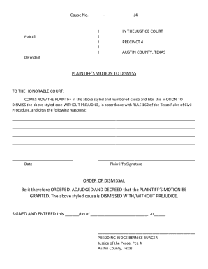 Fillable Online Civil-Motion to Dismiss Form Fax Email Print - pdfFiller