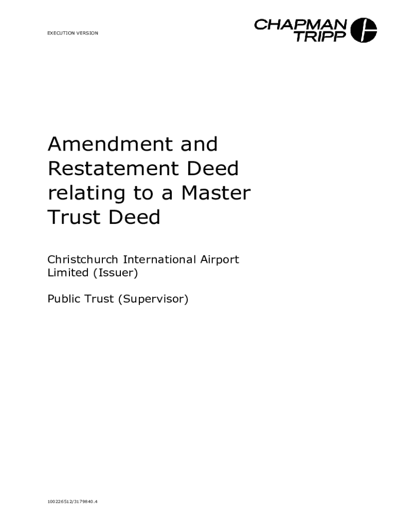 Fillable Online amendment deed relating to a master trust deed Fax ...
