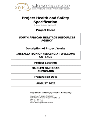 Fillable Online Project Health and Safety Specifications Fax Email ...