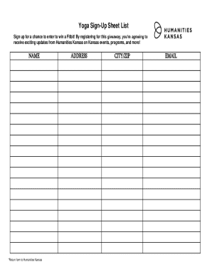 Fillable Online Sign up Sheet Printable Event, Volunteer, Guest ...