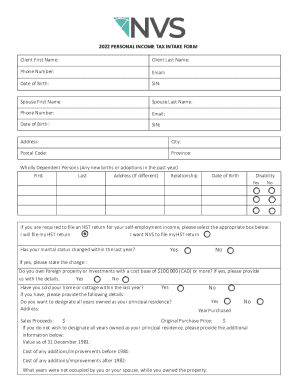 Fillable Online 2022 personal income tax intake form Fax Email Print ...