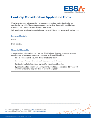 Fillable Online Hardship Consideration Application Form Fax Email Print ...