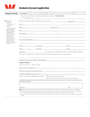 Fillable Online Westpac New Account Application PDF Form Fax Email ...
