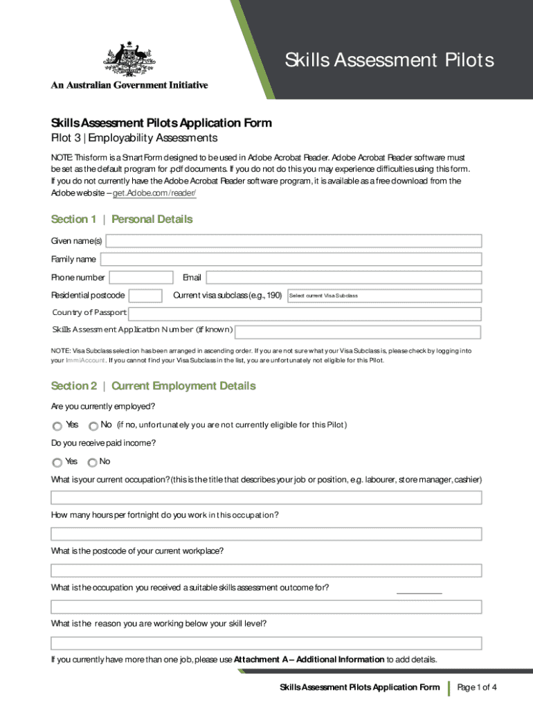 Fillable Online Skills Assessment Pilots Application Smart Form 10 ...