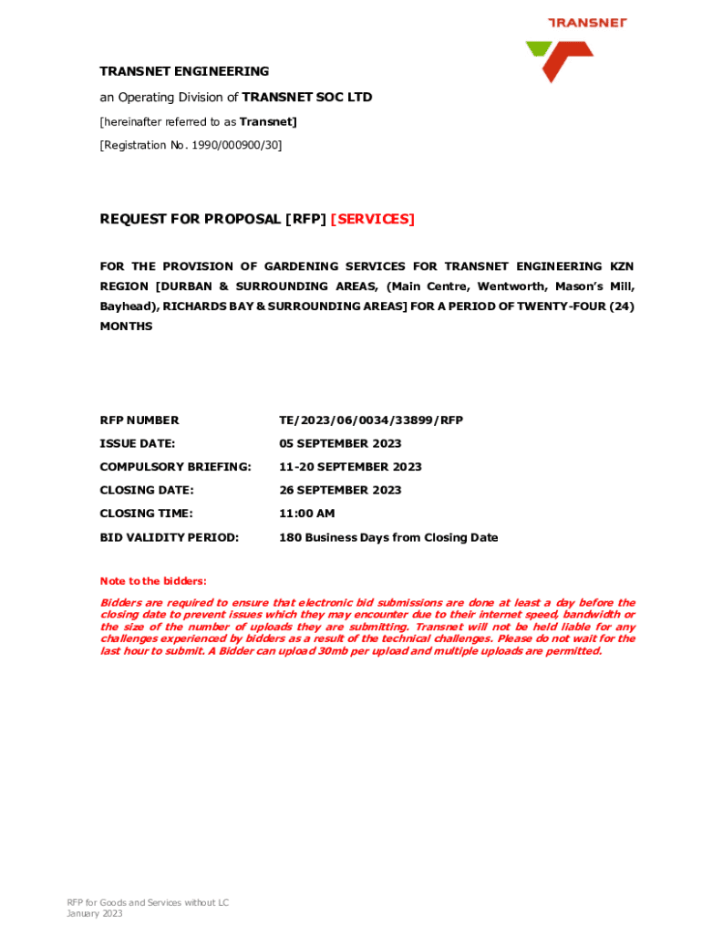 Fillable Online RFP SIC 19013-2 CIDB GERMISTON Tender Doc.pdf Fax Email ...