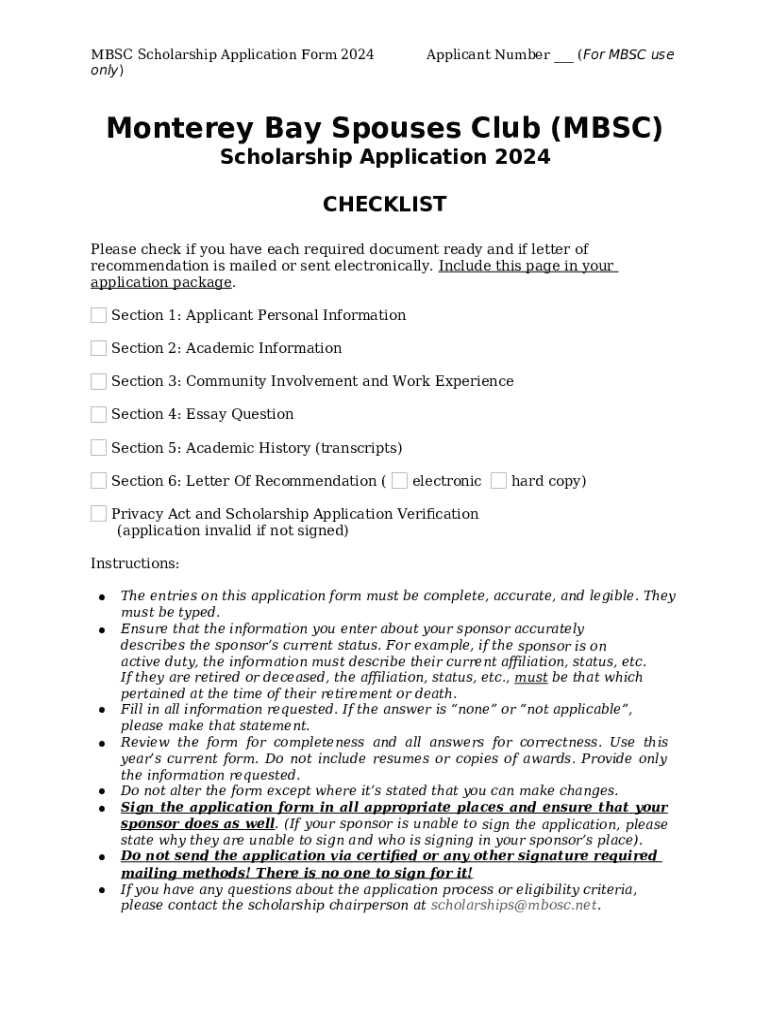 Application Number (for MBSC use only) Doc Template | pdfFiller