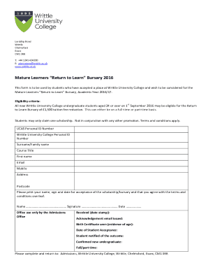 Fillable Online Writtle College - ARU Fax Email Print - pdfFiller