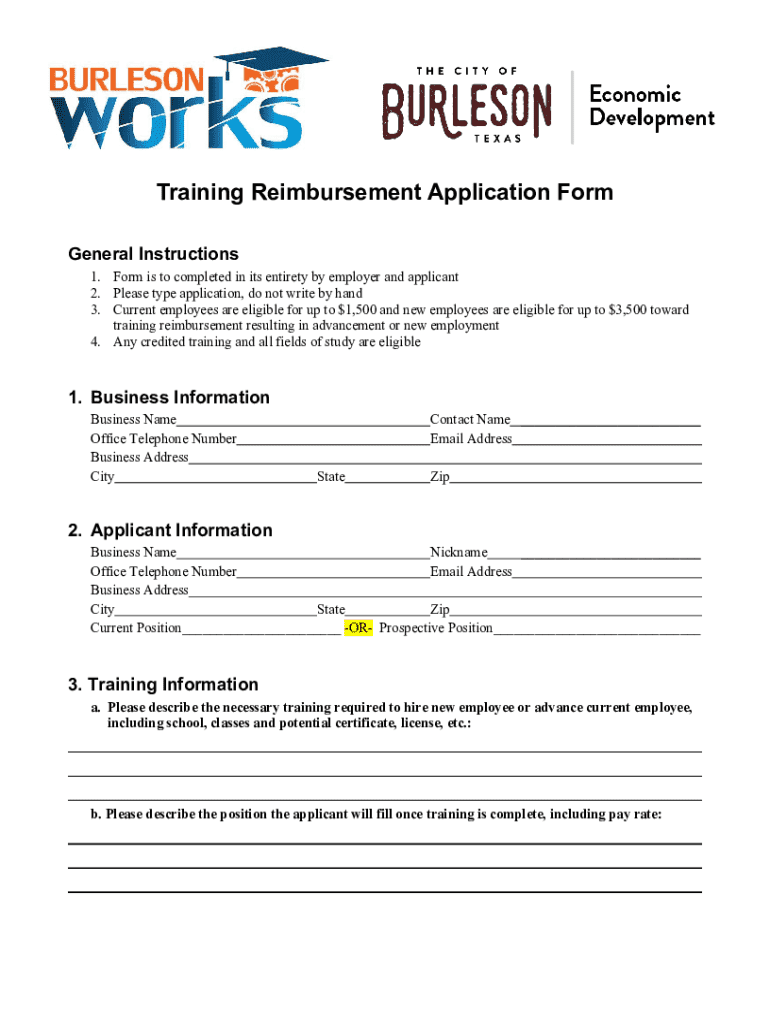Fillable Online Application for Training Course Reimbursement Fax Email ...