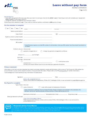 Fillable Online Leave without pay advice information sheet Fax Email ...