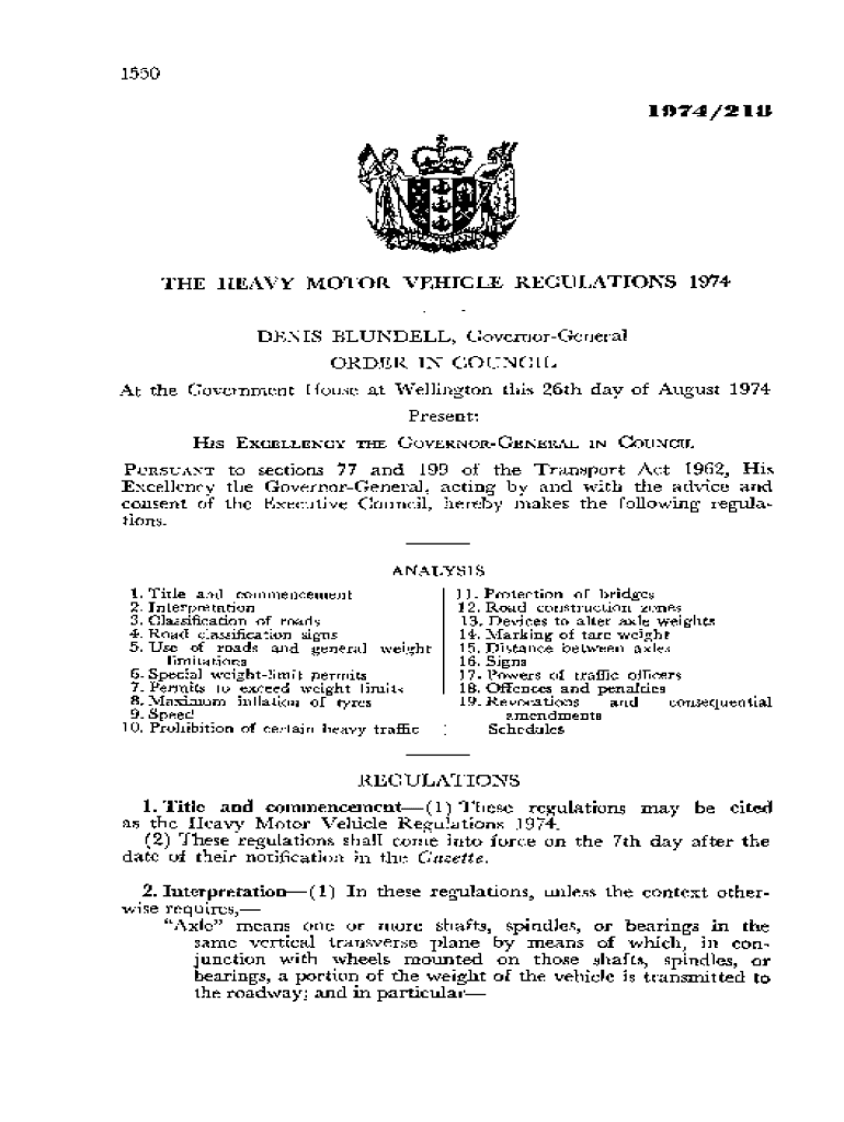 Fillable Online Heavy Motor Vehicle Regulations 1974 Fax Email Print ...