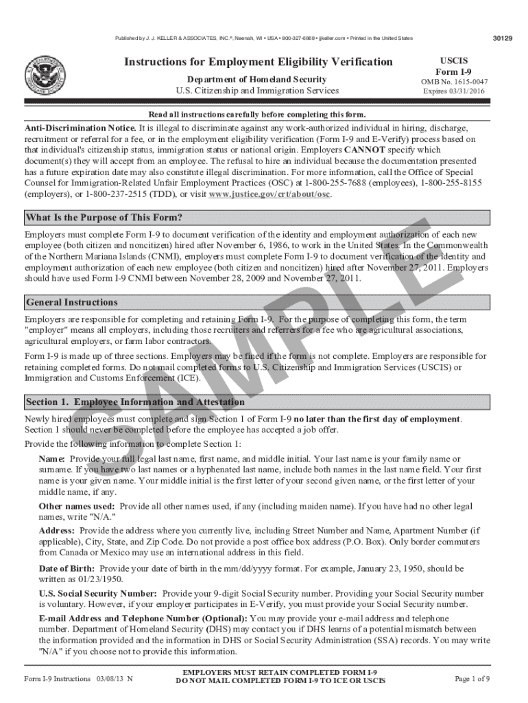 Fillable Online Fillable Online Form I-9 Employment Eligibility ...
