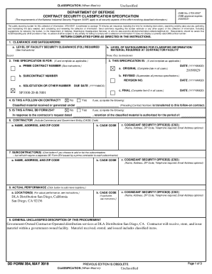 Fillable Online Attachment 0003 - DD Form 254 CONTRACT SECURITY ... Fax ...