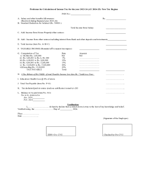 Fillable Online Performa for Calculation of Income Tax (New Tax Regime ...