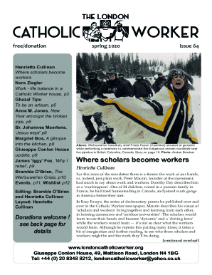 Fillable Online A s Catholic Workers, we are sure that Fax Email Print ...