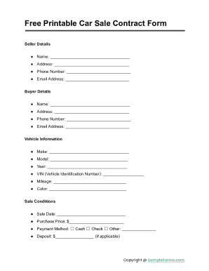 Fillable Online Vehicle Sale Agreement Template - Fill Online ...