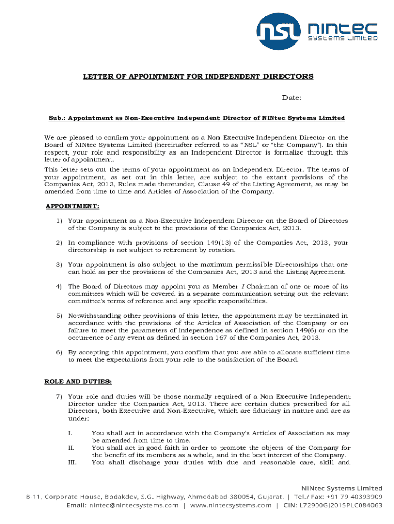 Fillable Online Terms-Letter-of-Appointment-of-Independent-Director ...