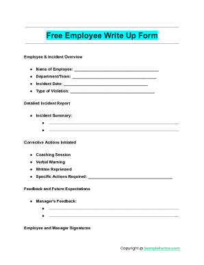 Fillable Online Free Employee Write Up Form Fax Email Print - pdfFiller