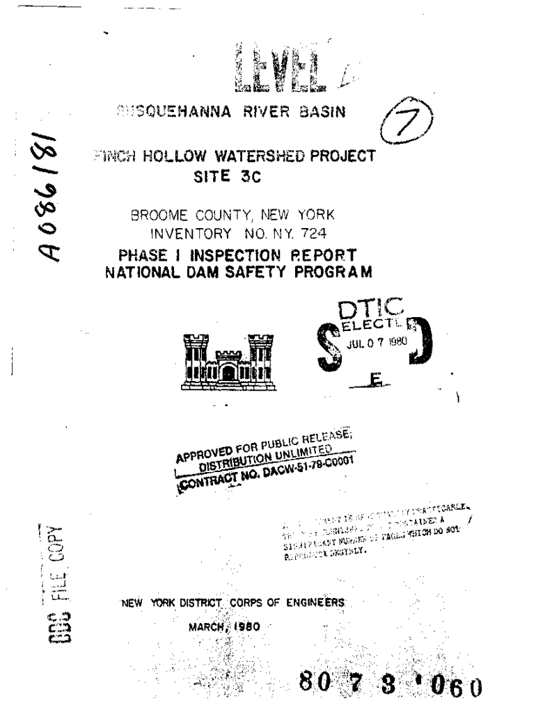 Fillable Online National Dam Safety Program. Finch Hollow Watershed ...