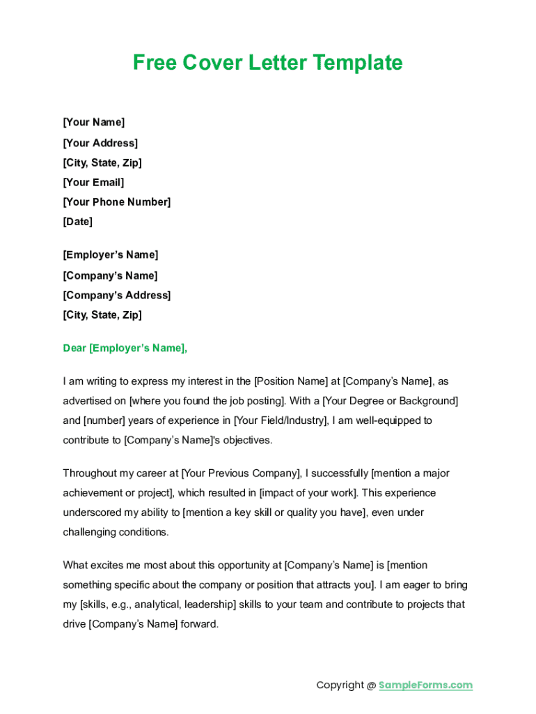 Fillable Online Cover Letter Fill In The Blanks - Fill Online ...