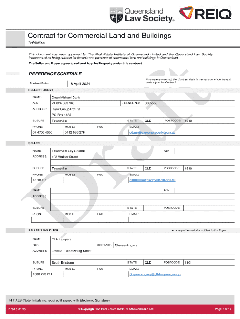 Fillable Online Contract for Commercial Land and Buildings 10th edition ...