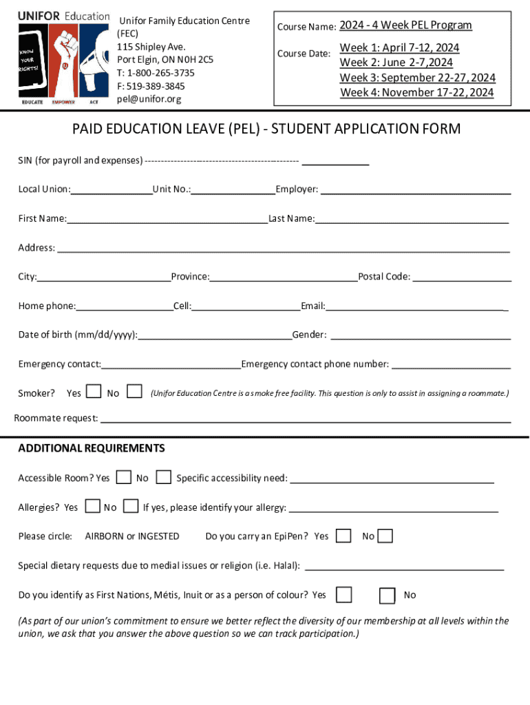 Fillable Online Unifor Local 2458 Family Education CentrePort Elgin ON ...