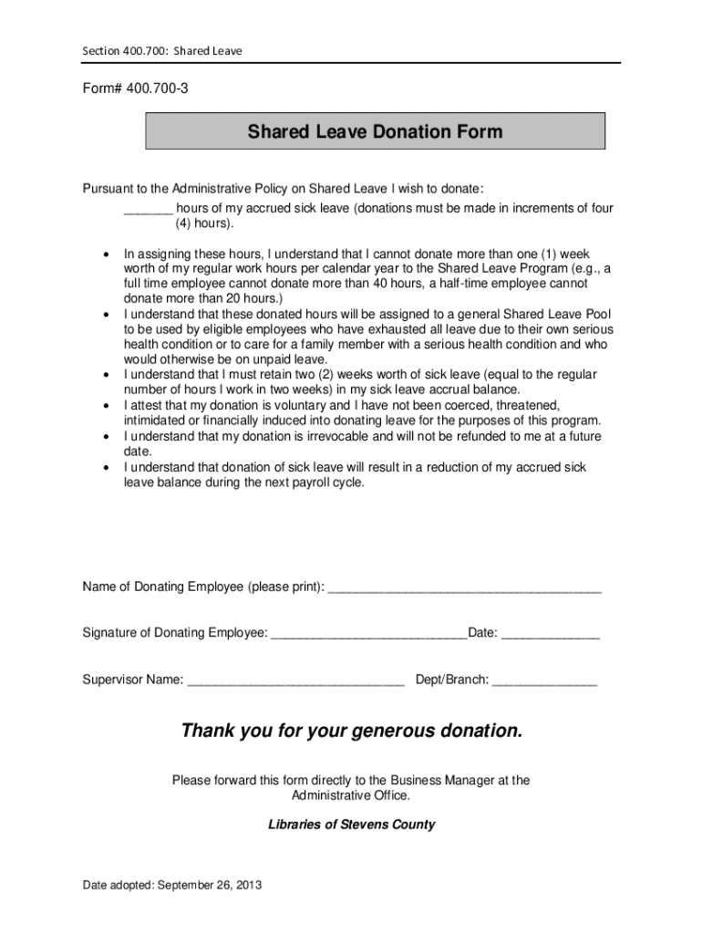 Fillable Online Application to Request Shared Leave Fax Email Print - pdfFiller
