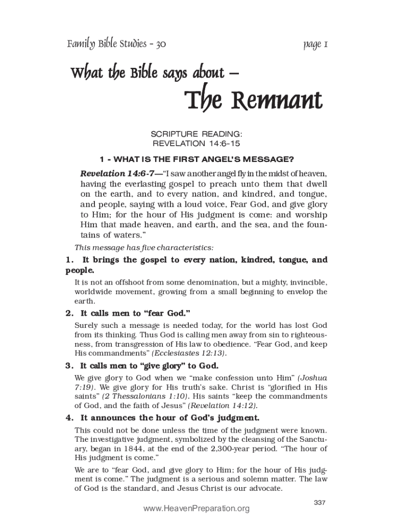 Fillable Online What Are the Three Angels' Messages in Revelation 14 ...