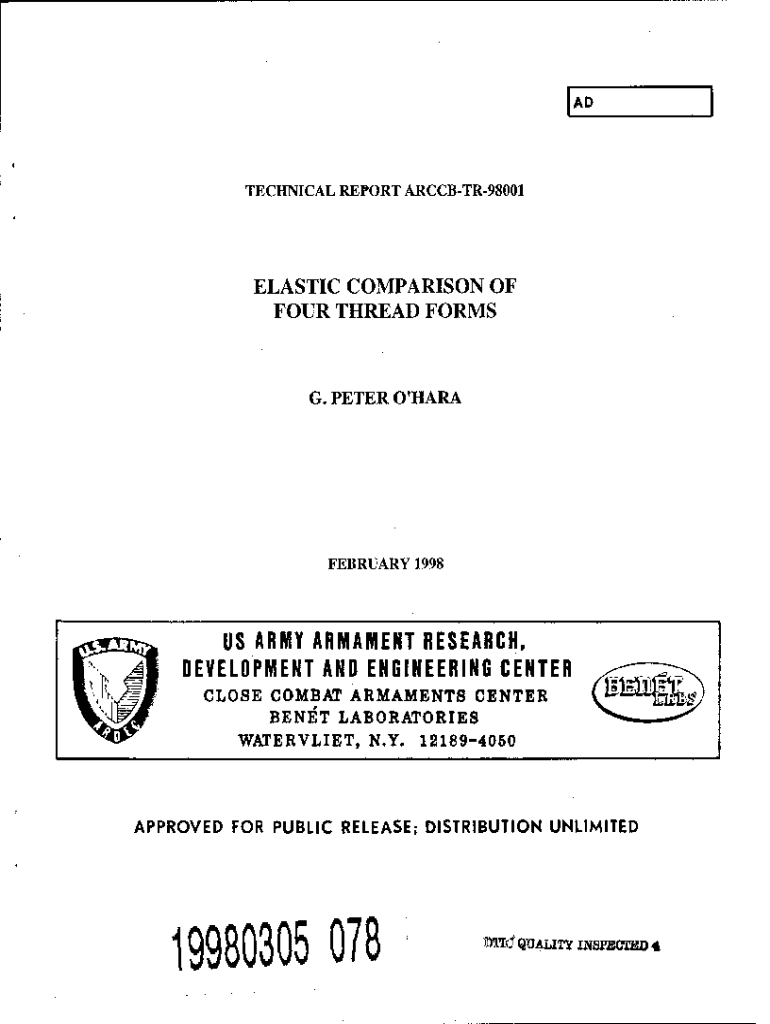 Fillable Online Elastic Comparison of Four Thread Forms.. Previously ...