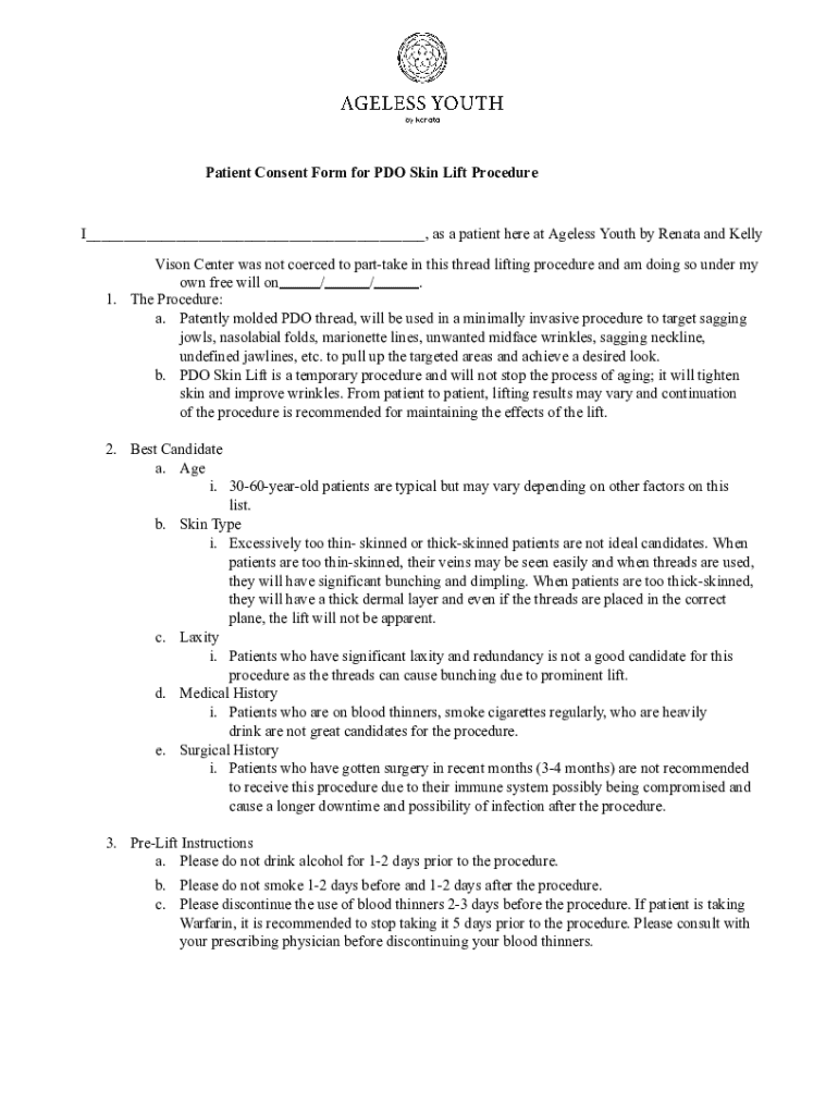 Fillable Online Patient Consent Form for PDO Skin Lift Procedure Fax ...