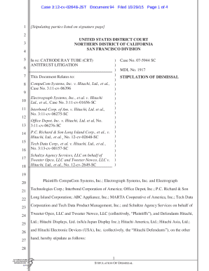 Fillable Online Stipulation of Dismissal FRCP 41(a) and Order of ...