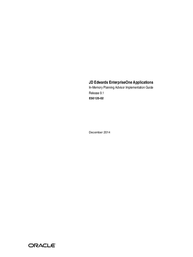 Fillable Online JD Edwards EnterpriseOne Applications In-Memory ...