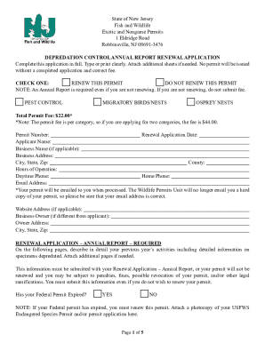 Fillable Online Depredation Control Permit Renewal Application Fax ...