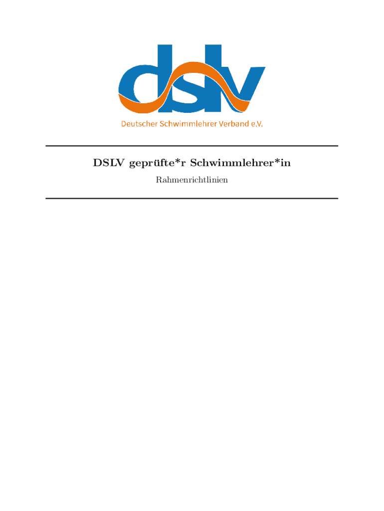 Ausfüllbar Online diplomierte*r Schwimmlehrer*in (DSLV e.V.) Fax Email Drucken - pdfFiller