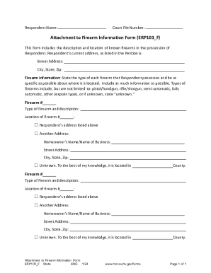 Fillable Online Attachment to Firearm Information Form (ERP103F ...