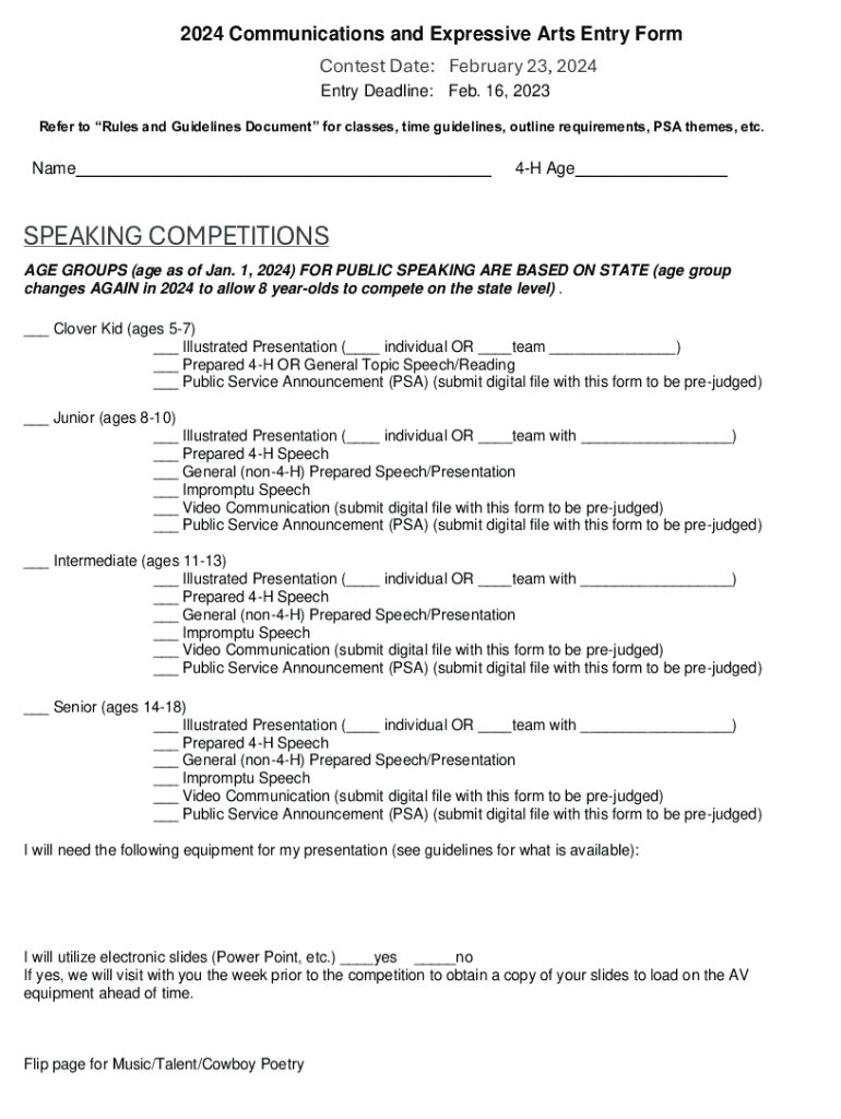 Fillable Online extension unl 2024 Communications and Expressive Arts ...