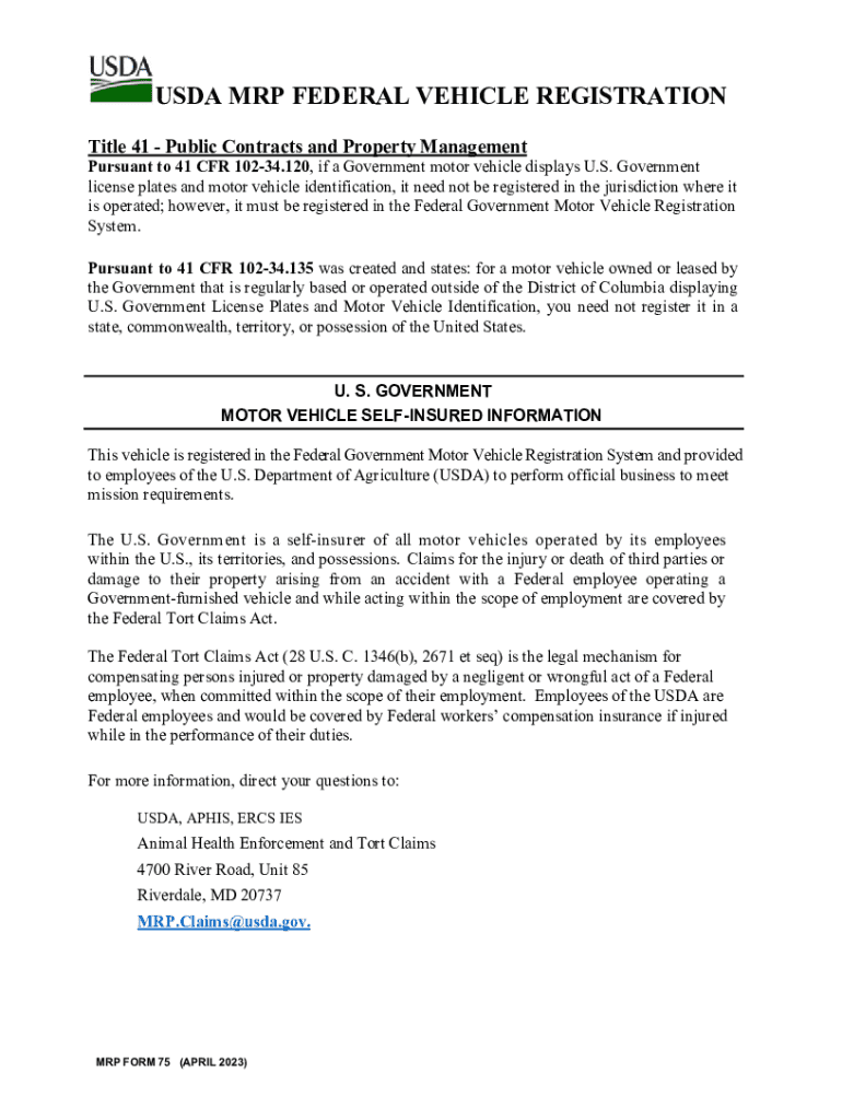 Fillable Online 41 cfr 102-34.135 was created and states: for a motor ...