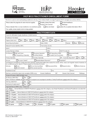 Fillable Online IHCP MCE - Practitioner Enrollment Form. Practitioner Enrollment Form Fax Email ...