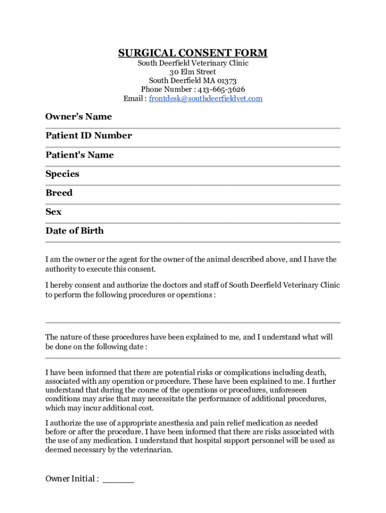 Fillable Online RABBIT SURGICAL CONSENT FORM Fax Email Print - pdfFiller