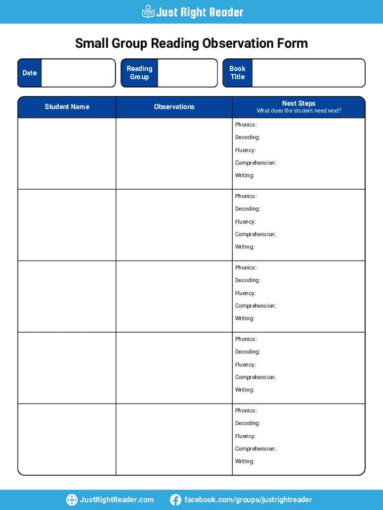 Fillable Online Reading Observation Form Fax Email Print - pdfFiller