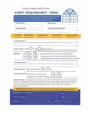 Fillable Online EVENT REQUIREMENT FORM Fax Email Print - pdfFiller