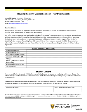 Fillable Online Housing Disability Verification FormContract Appeals ...