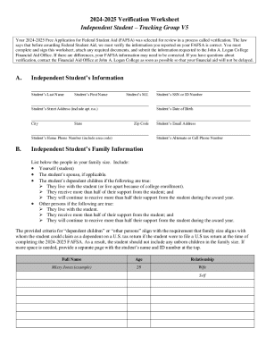Fillable Online 2024 2025 Independent Student Verification Worksheet ... Fax Email Print - pdfFiller